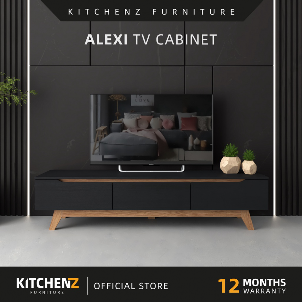 KitchenZ Alexi Series 6Ft TV Cabinet TV Console Wooden Leg - 2222-BK | Subplace: Subscriptions ...