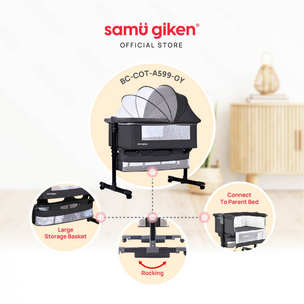 Samu Giken Baby Cot With Storage Basket bc-cot-a599-gy | Subplace ...