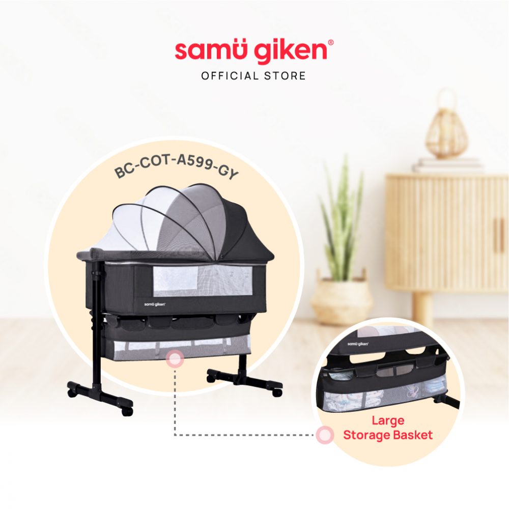 Samu Giken Baby Cot With Storage Basket bc-cot-a599-gy | Subplace ...