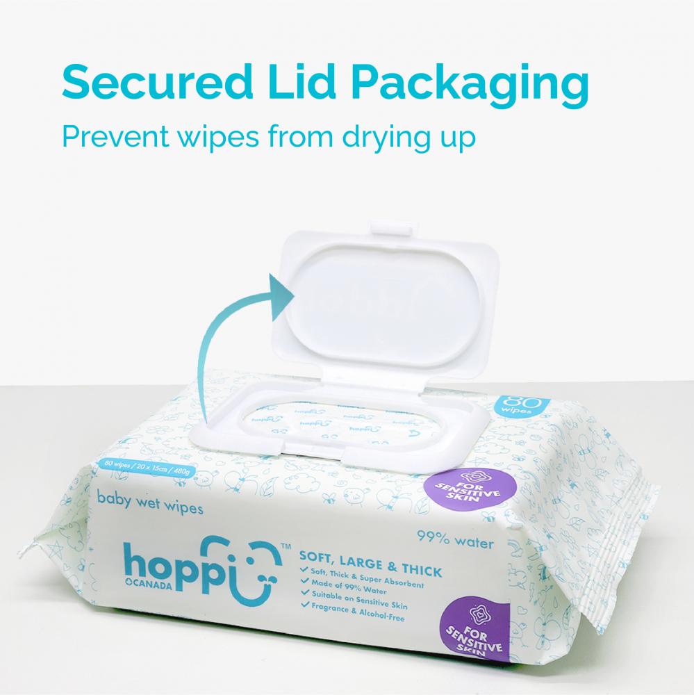 HOPPI PREMIUM 99% BABY WET WIPES - 80 WIPES X 3 PACKS | Subplace ...