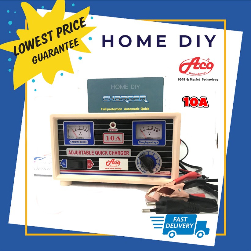 ACO 6V 12V 10A CAR BATTERY CHARGER | Subplace: Subscriptions Make Life Easier