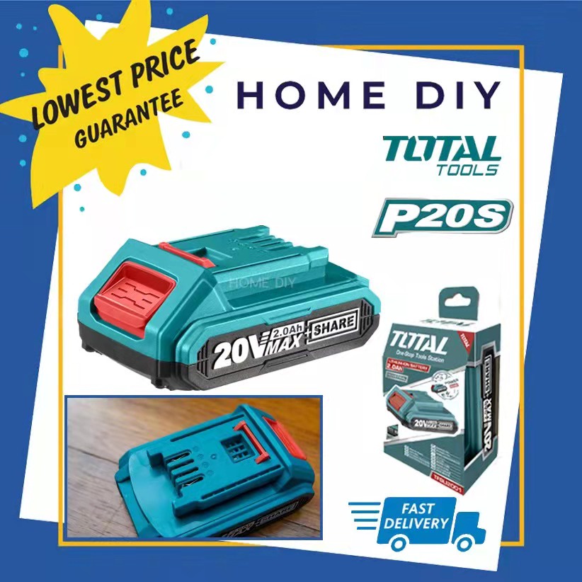 TOTAL TFBLI2001 LITHIUM 20V 2.0AH LI-ION BATTERY / BATERI MESIN ...