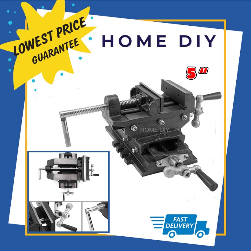5" SLIDING DRILL PRESS CROSS VICE / CROSS VISE / Base rotate Bench Vise ...