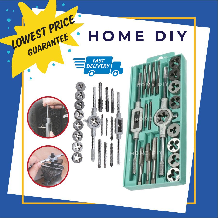 20Pcs/Set Metric Hand Tap and Die Set M3-M12 Screw Thread Plugs/ Taper Reamer Tools *LOCAL STOCK ...