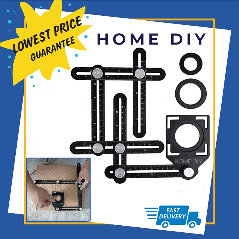 6 Folding Multi-Angle Measuring Ruler/ Ceramic Tile Hole Locator/ Hole ...