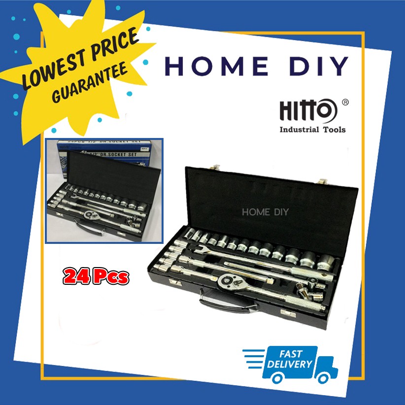 HITTO 1/2" X 24PCS BOX SOCKET SET [100% Original] HITTO HEAVY DUTY ...