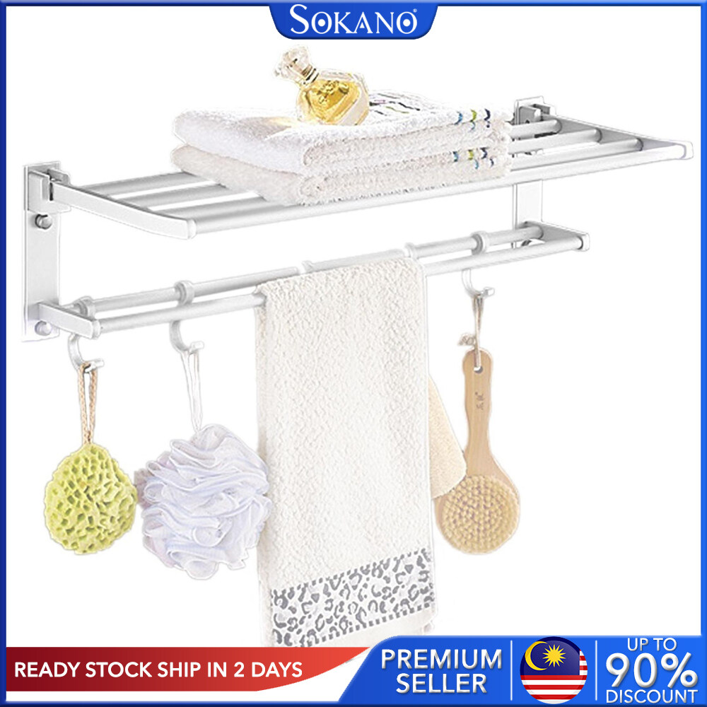 Sokano Premium Aluminium Double Folding Towel Rack (DELIVERY INCLUDE ...