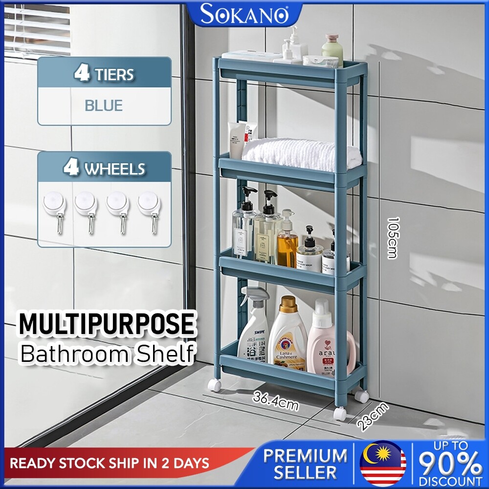 SOKANO 4 Tiers BR001 Plastic Bathroom Shelf unit/Multipurpose Storage Unit (DELIVERY INCLUDE ...