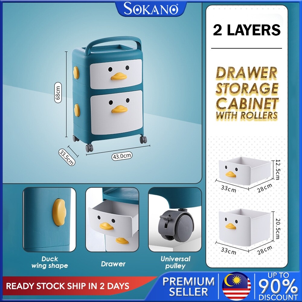 SOKANO SW010 Cartoon Theme Drawer Storage Cabinet with Lock (DELIVERY ...