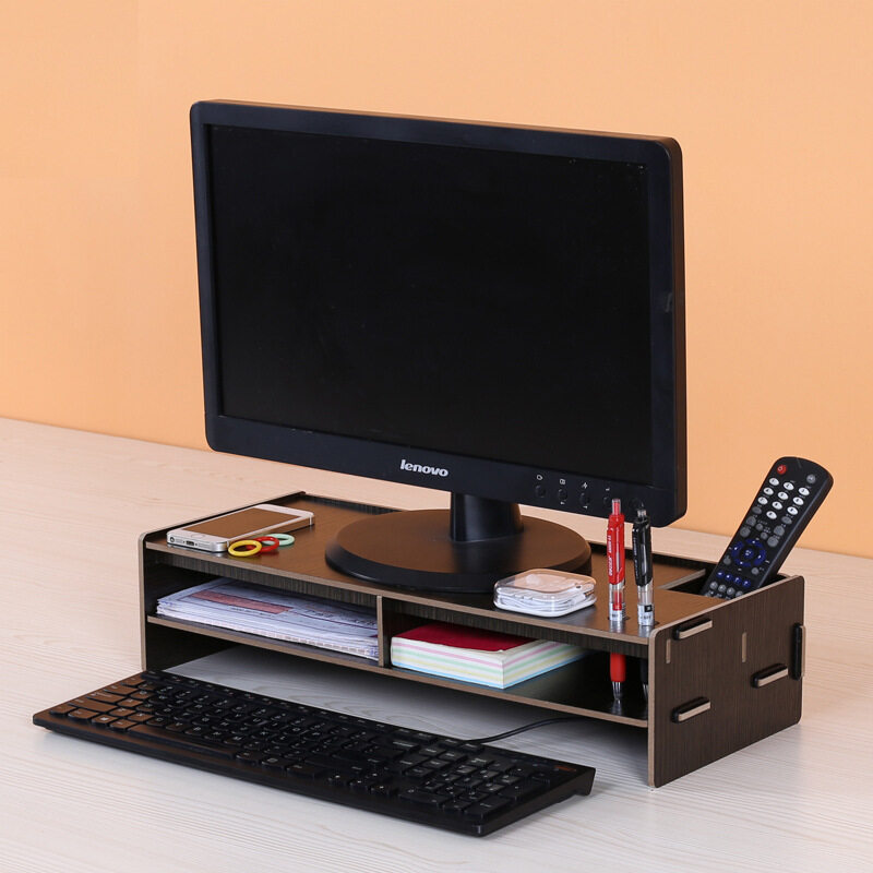 SOKANO DIY Wooden Monitor Organizer Rack- Black (DELIVERY INCLUDE ...