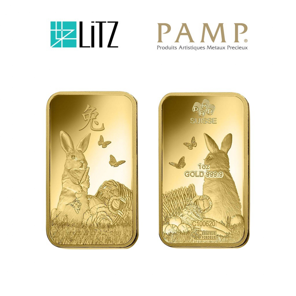 [1 Ounce ] LITZ PAMP Suisse Lunar RABBIT Gold Bar (999.9) PG015 [Free ...